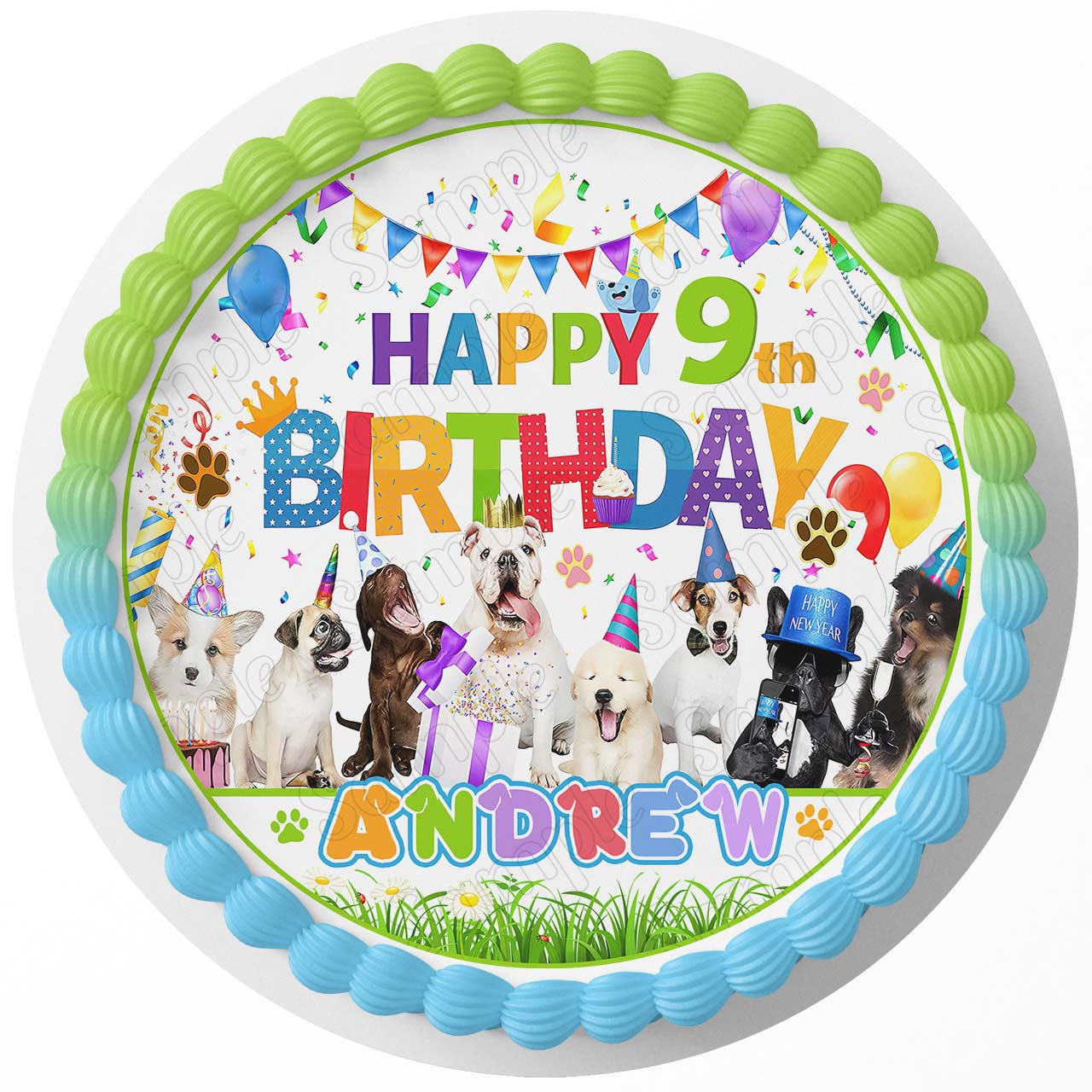 Dog Party Edible Cake Toppers Round – Ediblecakeimage Dog Party Edible Cake Toppers Round – Ediblecakeimage